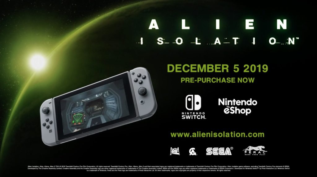 Switch Port of Alien Isolation Arrives December 5th 2019 « SEGADriven